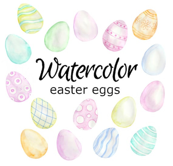WATERCOLOR CLIPART Easter Eggs Clip Art Nature Scrapbooking | Etsy