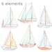 WATERCOLOR CLIPART, Sail Boat Art Scrapbooking Retro Png, Graphics ...