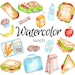 Watercolor Lunch Clipart: School Food Illustrations (PNG) - Etsy