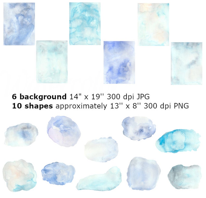 WATERCOLOR CLIPART Blue Digital Paper Painting Clip Art Wedding Vintage ...