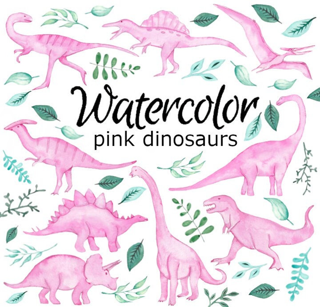 WATERCOLOR CLIPART Pink Dinosaurs Clip Art Scrapbooking Animals Png ...