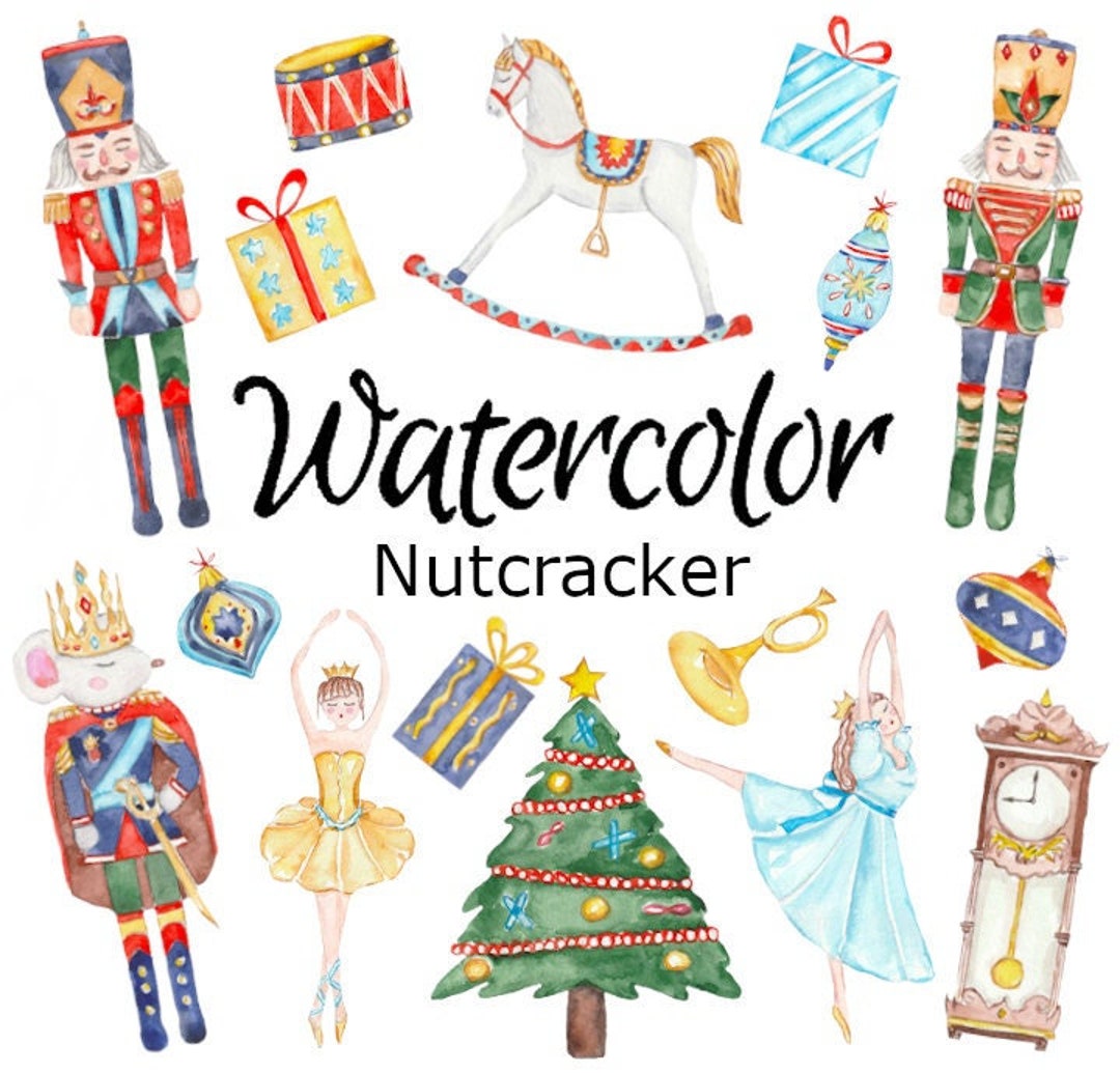 Watercolor Nutcracker Clipart: Christmas Scrapbooking PNG (digital ...