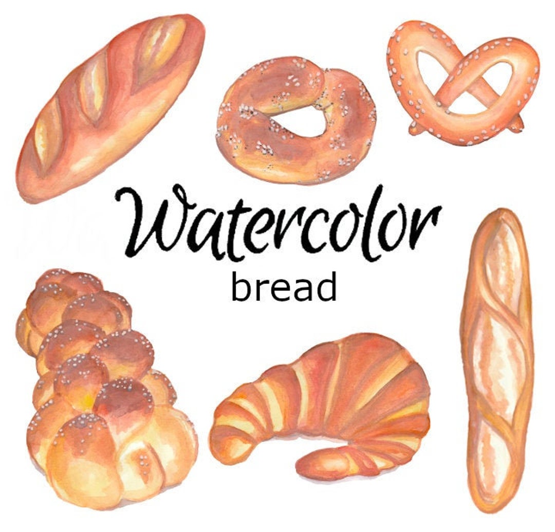 WATERCOLOR CLIPART, Bread Food Scrapbooking Png Graphics Watercolour ...