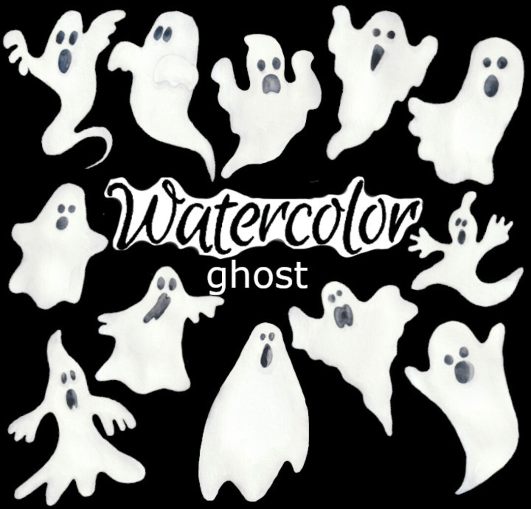 WATERCOLOR CLIPART Ghosts Halloween Png Graphics Watercolour ...