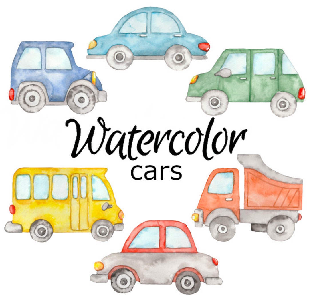 Watercolor Car Clipart: Vehicle Art, Scrapbooking PNG (digital Download ...