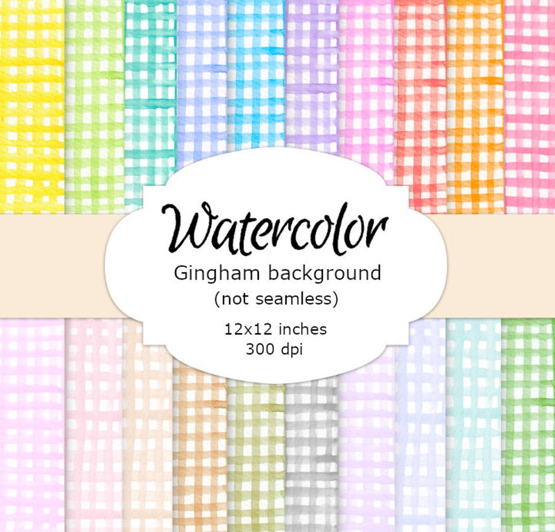 Watercolor Gingham Clipart: Digital Paper Backgrounds (JPG) - Etsy