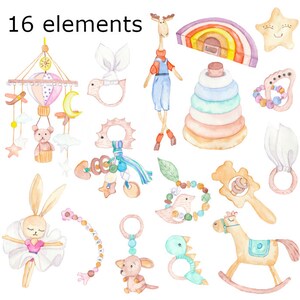 WATERCOLOR CLIPART, Baby Toys Art Scrapbooking Library Png, Graphics ...