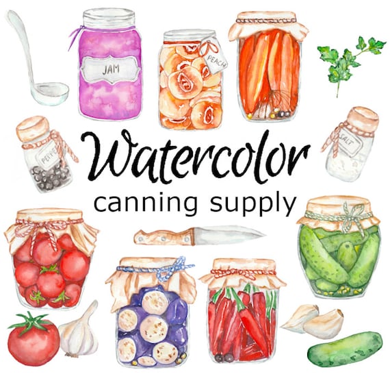 WATERCOLOR CLIPART Canning Supply Vegetables Scrapbooking - Etsy