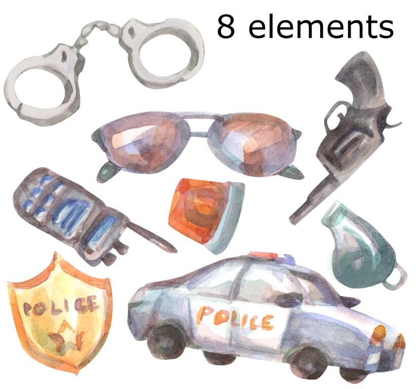 WATERCOLOR CLIPART Police Art Scrapbooking Library Png | Etsy Canada