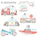WATERCOLOR CLIPART, Rescue Vehicles Art Scrapbooking Library Png ...