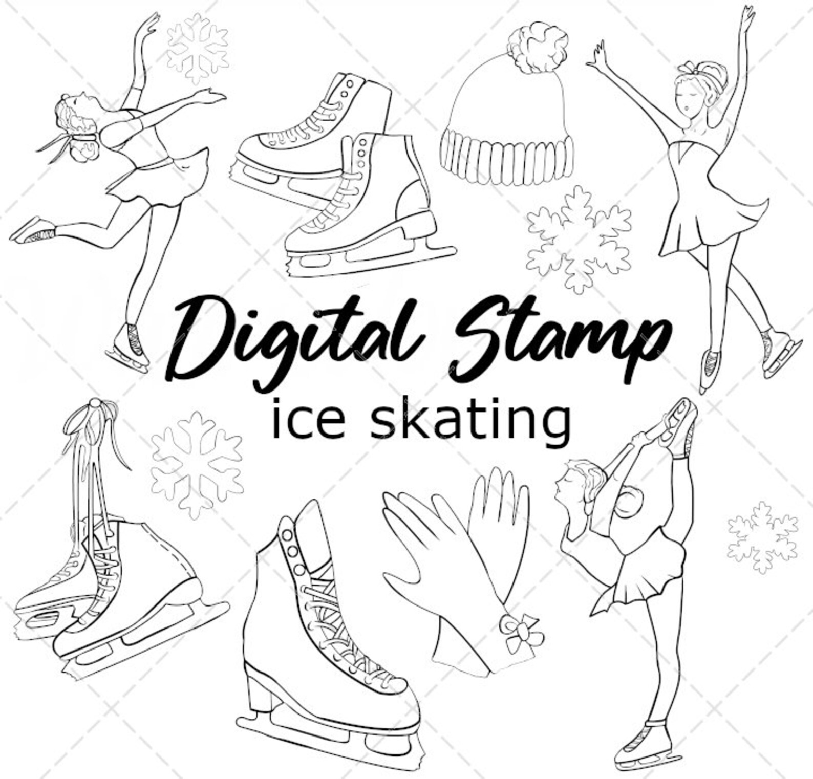 Ice Skating Clipart: Winter Sport Digital Stamps (PNG, EPS, SVG) - Etsy