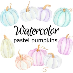 WATERCOLOR CLIPART Pastel Pumpkins Png Graphics Watercolour ...