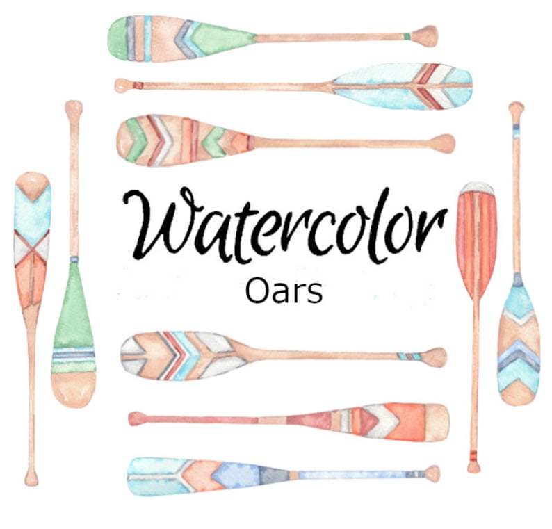 Watercolor Oars Clipart: Canoe & Kayak Art (PNG) - Etsy