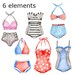 WATERCOLOR CLIPART, Retro Swimsuit Beach Clip Art Travel Scrapbooking ...
