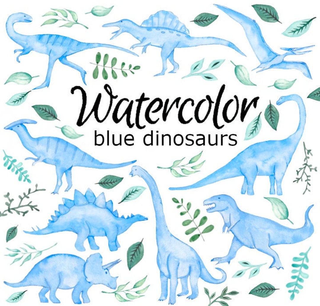 WATERCOLOR CLIPART Blue Dinosaurs Clip Art Scrapbooking Animals Png ...