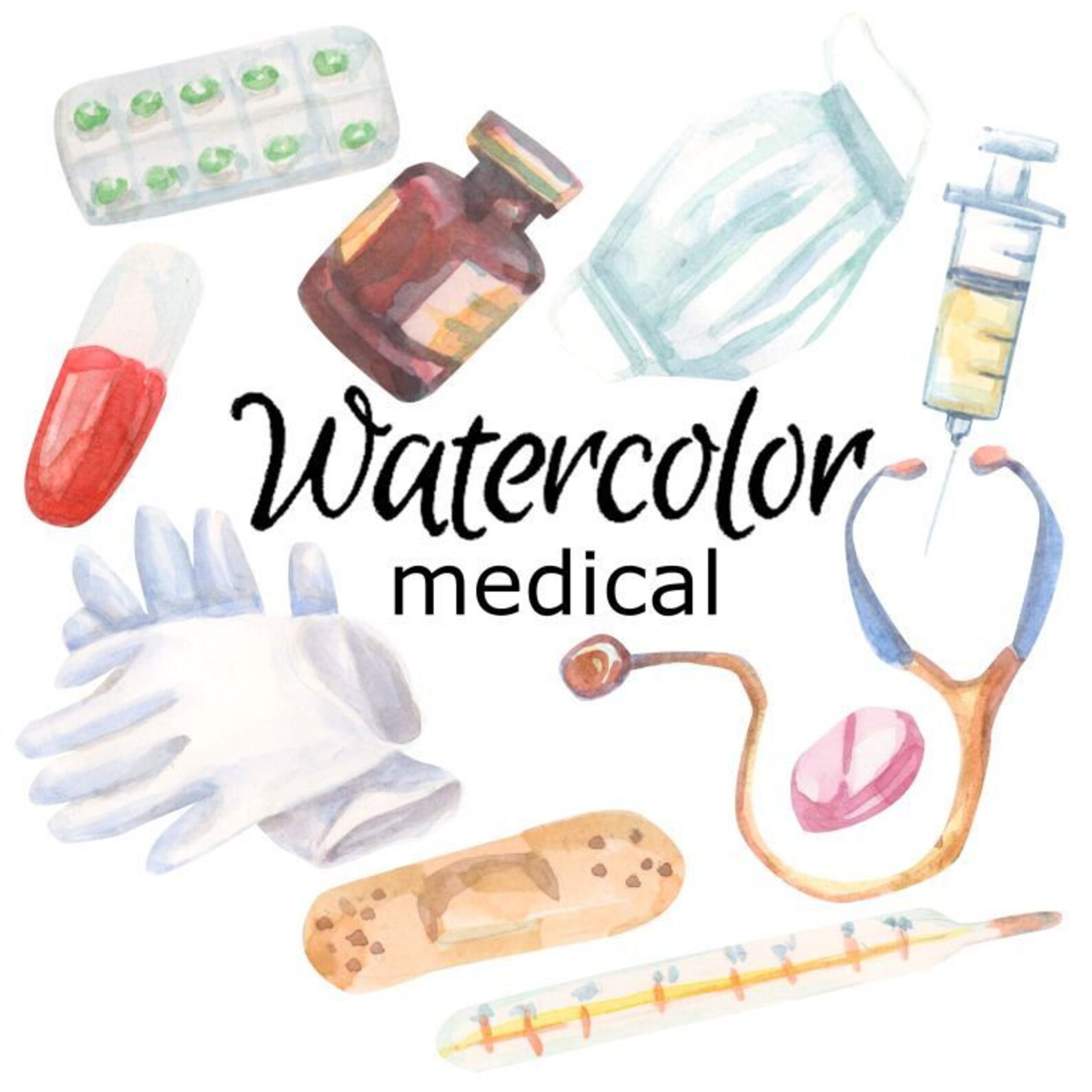 WATERCOLOR CLIPART Medical Doctor Nurse Art School - Etsy