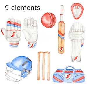WATERCOLOR CLIPART Cricket Gear Sport Art Ball Scrapbooking Png ...