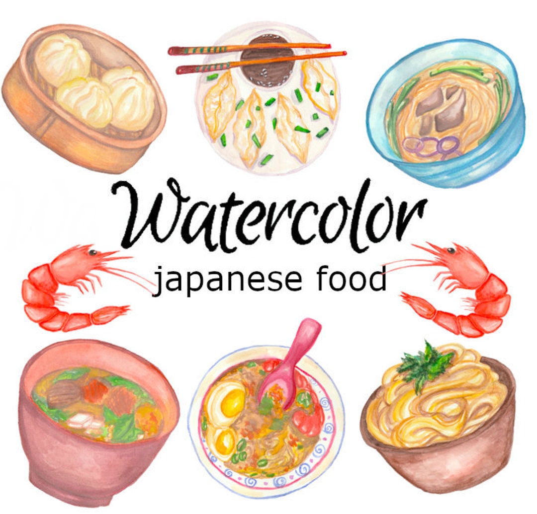 Watercolor Japanese Food Clipart: Scrapbooking PNG Graphics - Etsy