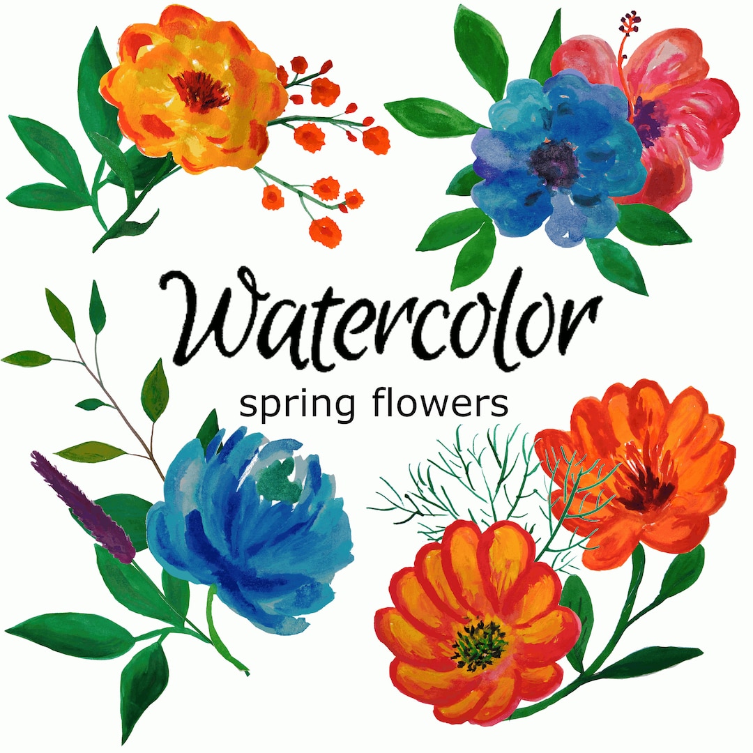 WATERCOLOR CLIPART Spring Flowers Flower Png Graphics Watercolour ...
