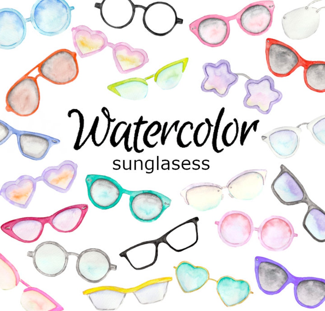 WATERCOLOR CLIPART Sunglasses Art Scrapbooking Png, Graphics ...