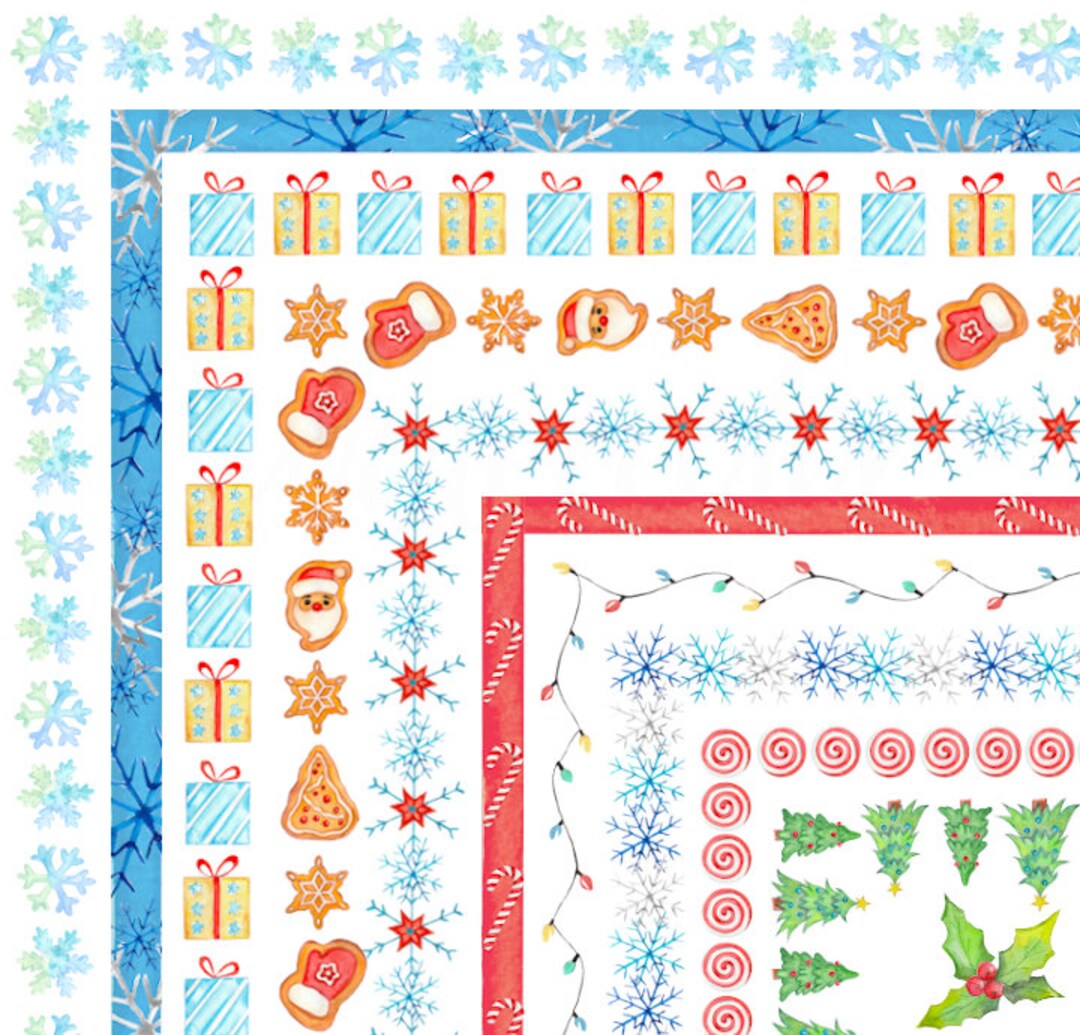 WATERCOLOR CLIPART Christmas Frames Png Watercolour Illustration Sketch ...