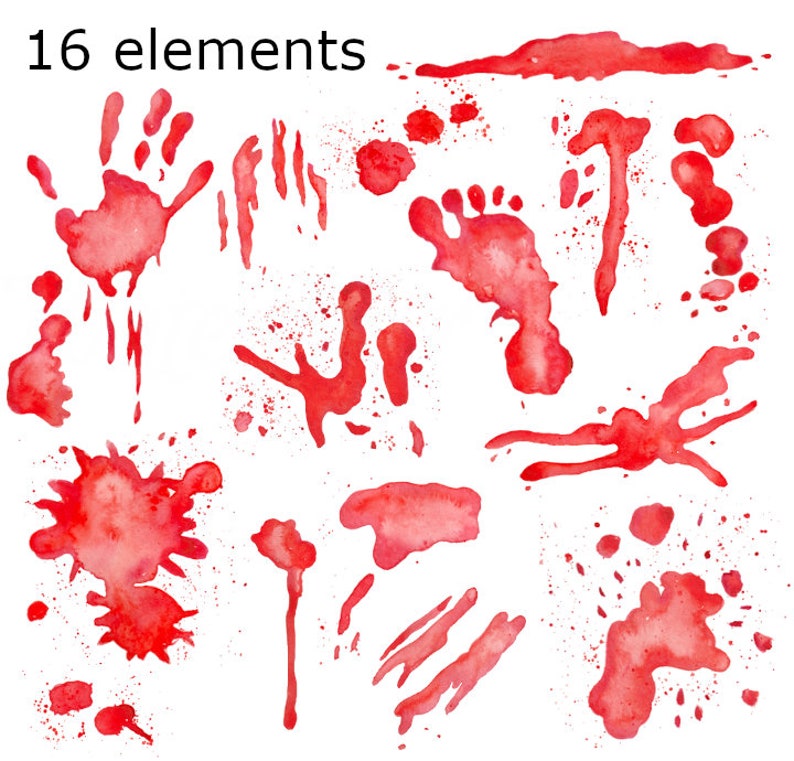 WATERCOLOR CLIPART Blood Splatter Halloween Png Graphics - Etsy
