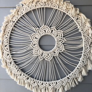 Macrame Circle Wall Art - Majestic , 35 Inches, Large Macrame Wall Art ...