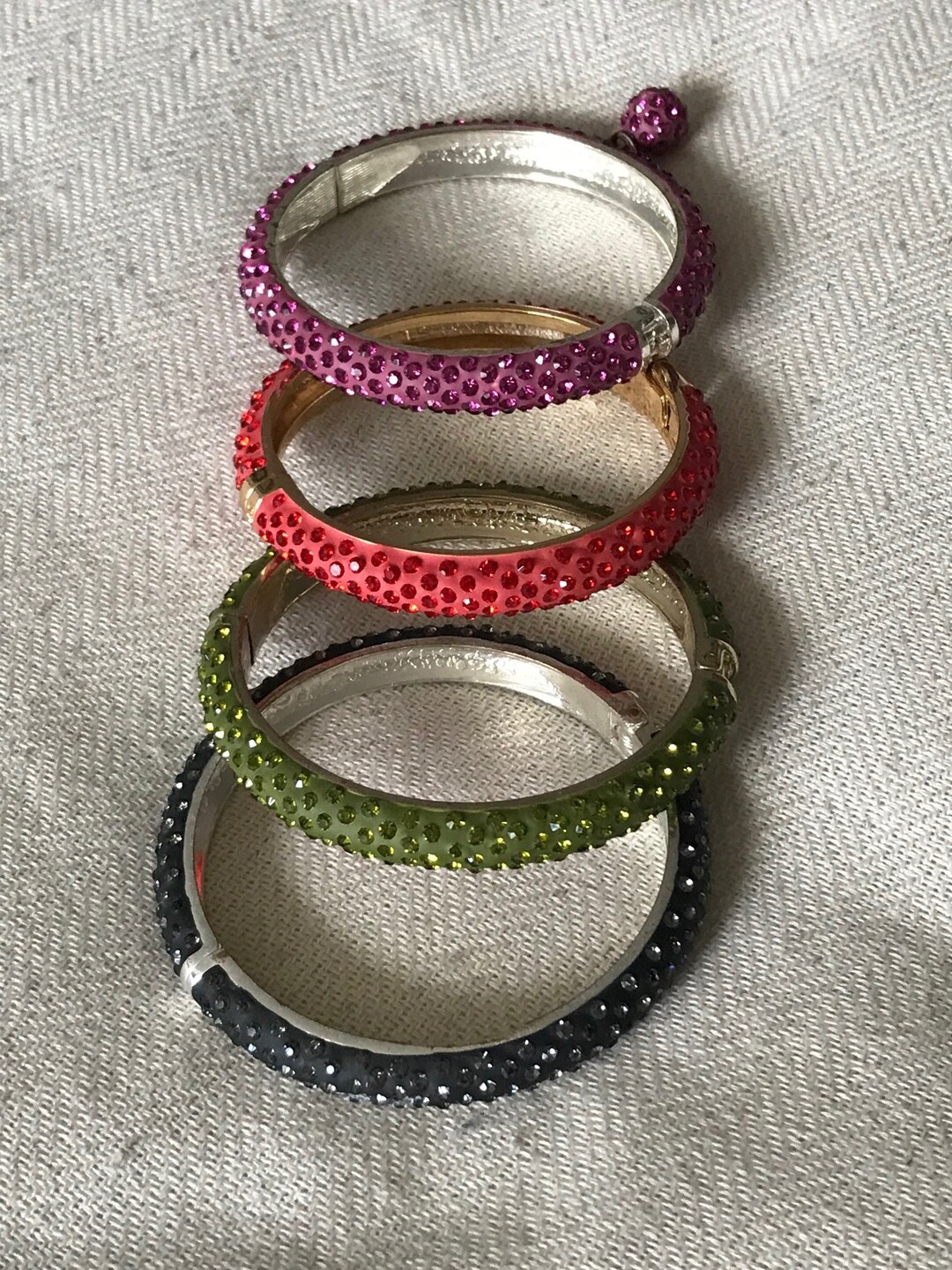 Vintage Sal Y Limon Crystal-encrstusted Bangle Bracelets - Etsy