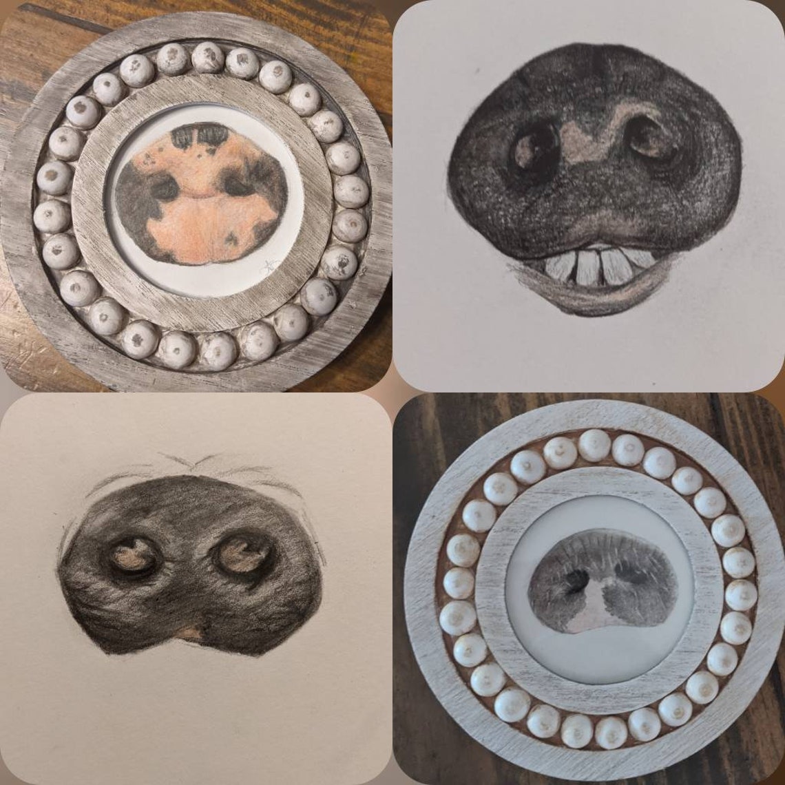 Custom pig snout drawing with 3 inch frame | Etsy