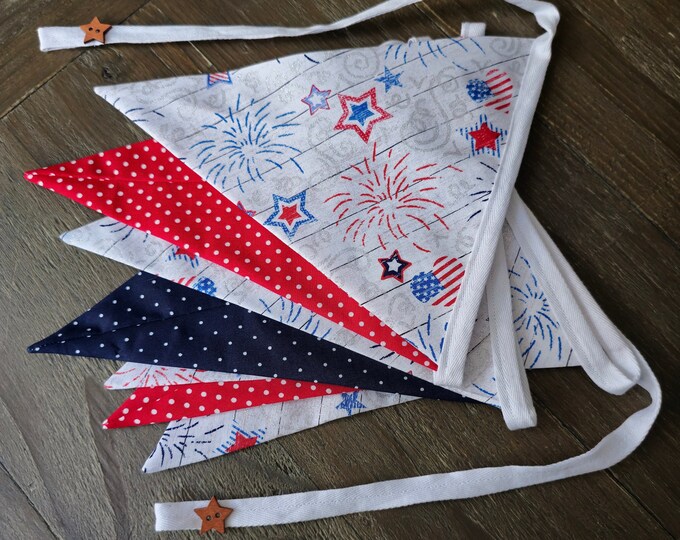 XL 7 Flag Firework Pennant Banner, 4th of July Pennant Banner, Bunting ...