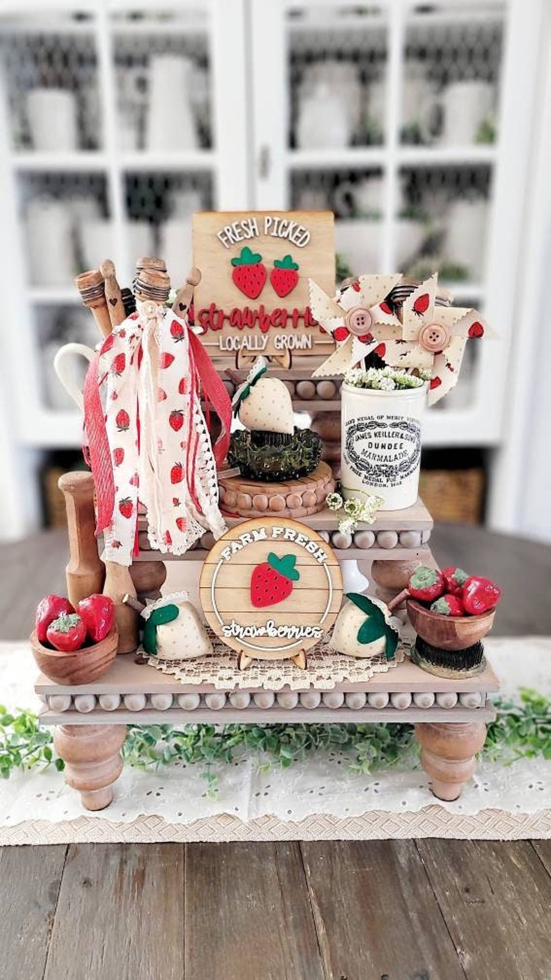 Vintage Strawberry Pinwheels, Strawberry Decor, Strawberry Tiered Tray ...