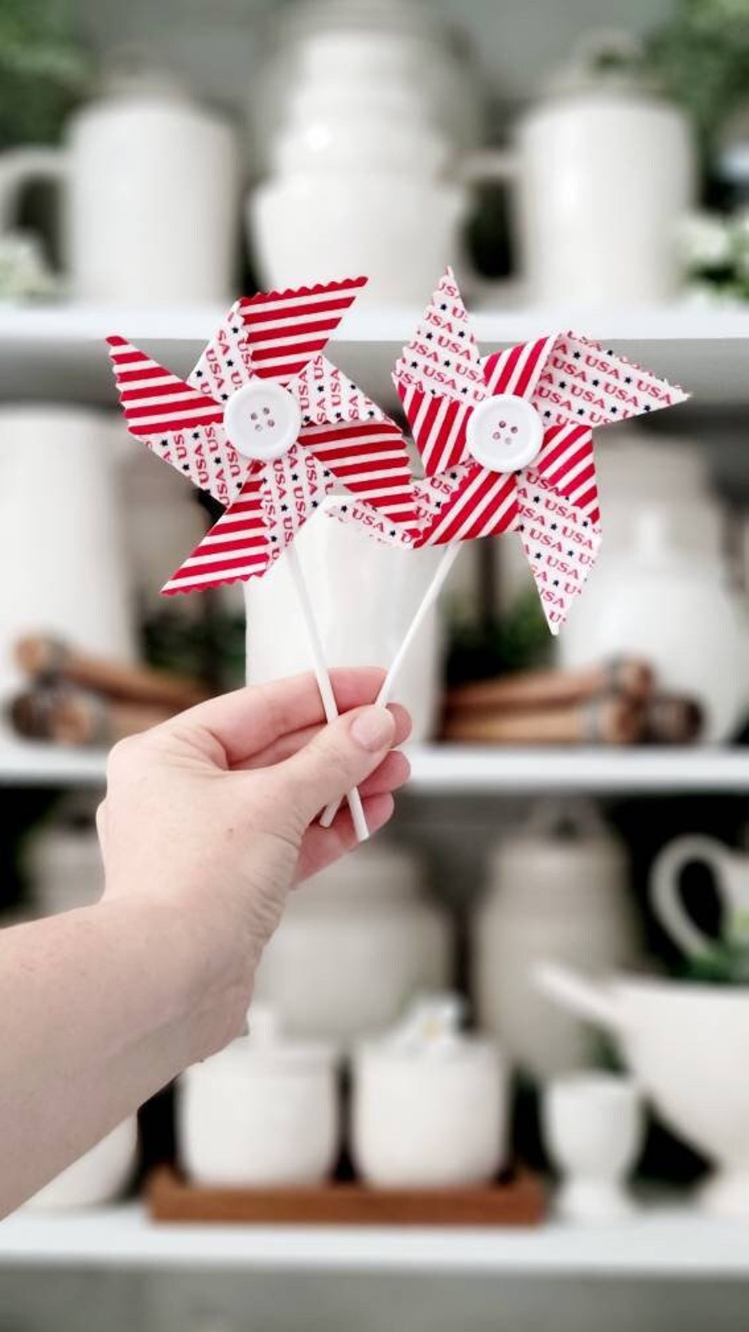 USA Stripe Pinwheels, Set of 2 Pinwheels, 4th of July Pinwheels, Fabric ...