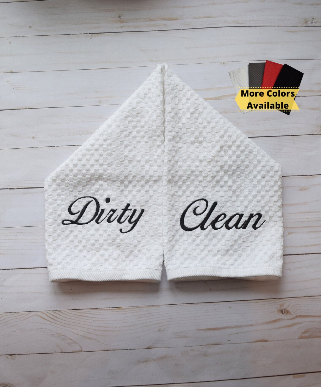 Reversible Dirty and Clean Embroidered Kitchen Towel/dishwasher Towel ...