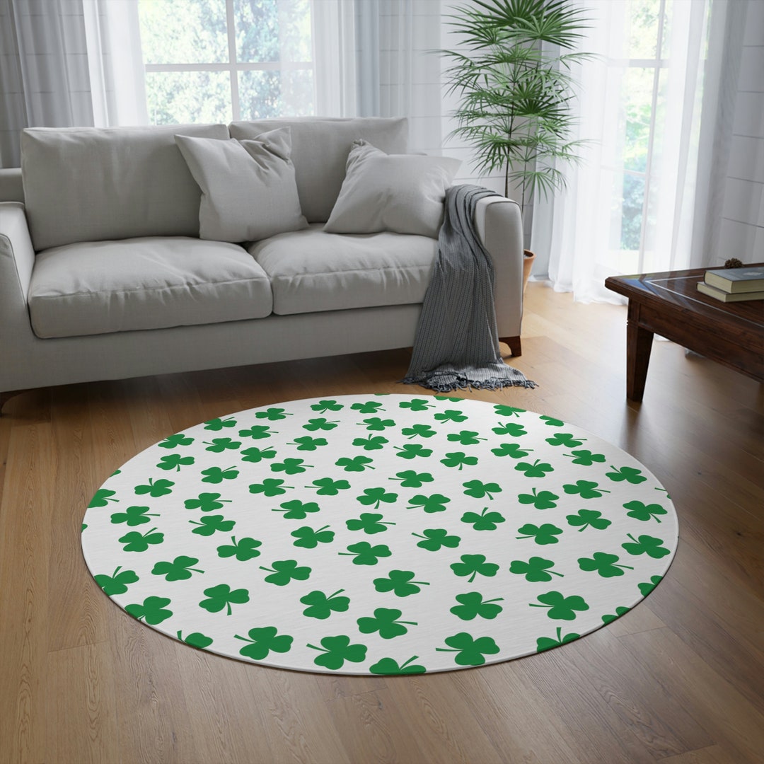 St. Patrick's Day Round Rug Home Decor Green Shamrock Rug - Etsy