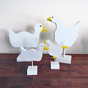 Hand Crafted Wood Duck Geese Stands Shelf Sitters Farmhouse Country ...