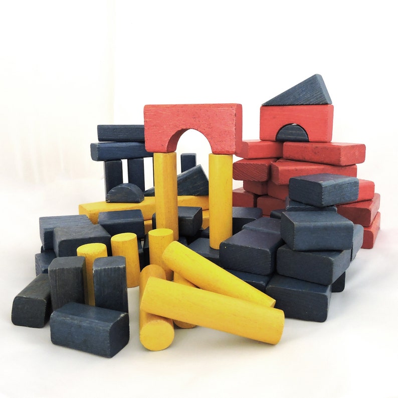 Playskool Wood Building Blocks Vintage Mid Century 1950s - Etsy