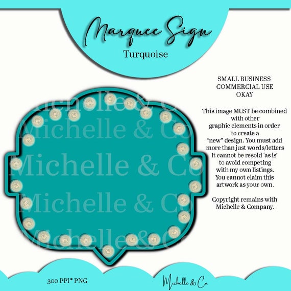 Solid Turquoise Digital Marquee Sign PNG Digital Downloads - Etsy