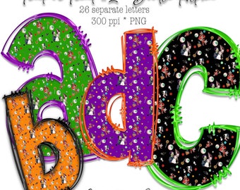 Halloween Alpha Doodle Png - Etsy