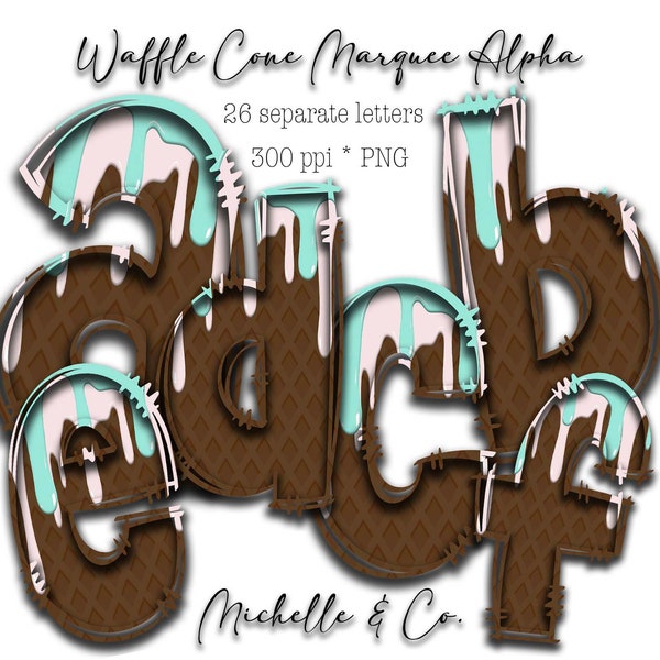 Waffle Cone Ice Cream Font - Etsy