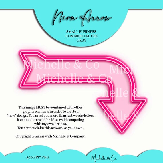Hot Pink Neon Arrow Sign Arrow Clipart Digital Neon Arrow - Etsy