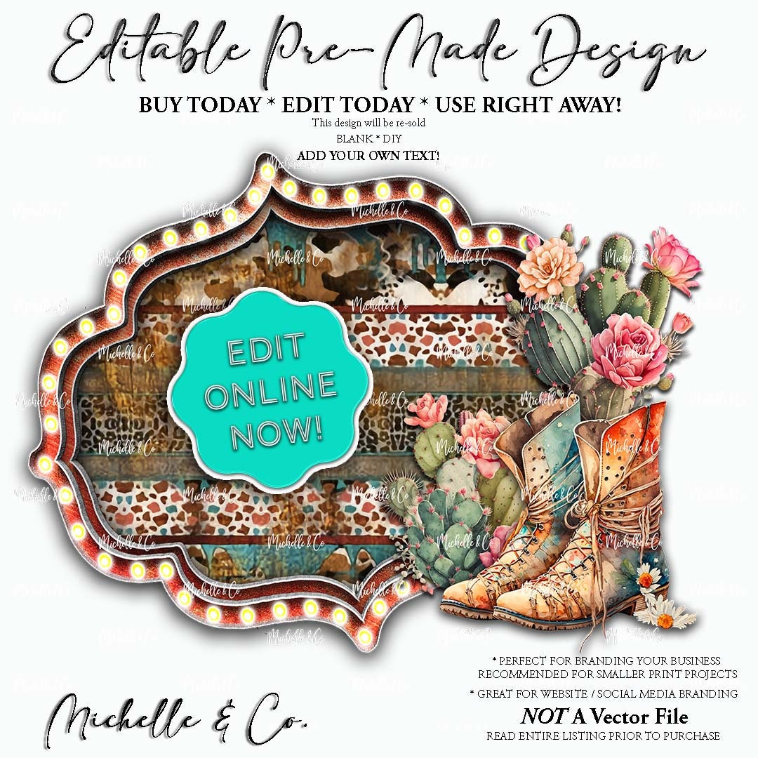 Native Boots & Cactus Boutique Logo, Western Logo Design, Southwestern ...