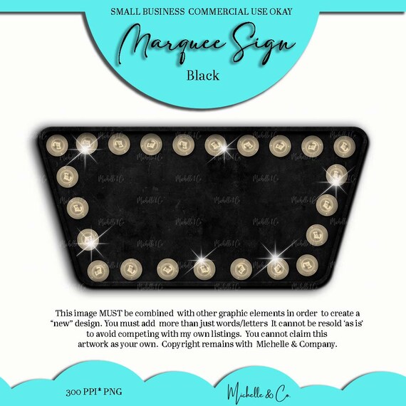 Black Digital Marquee Sign PNG Digital Downloads Neon Lights - Etsy