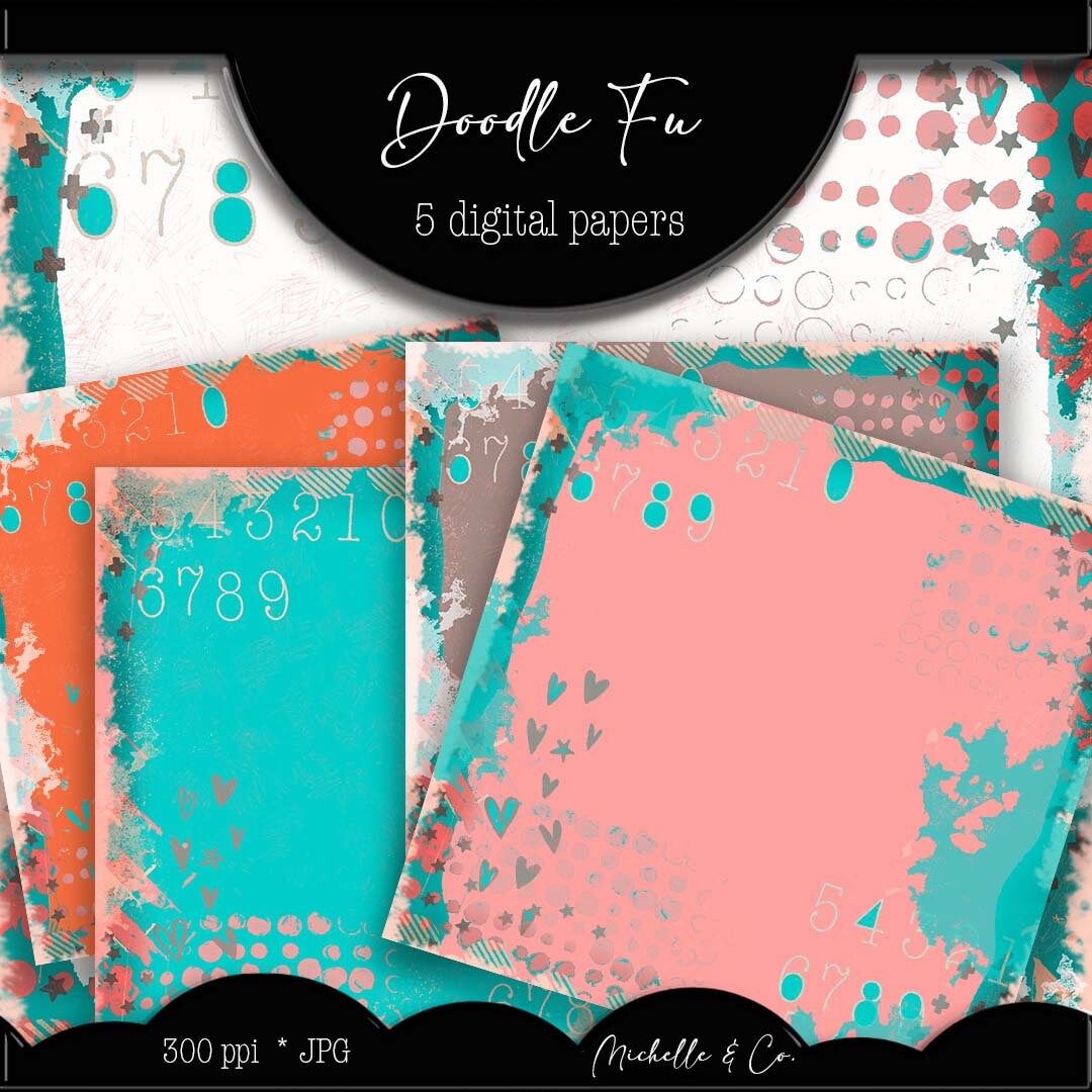 Doodle Paper Fun Digital Scrapbooking Paper Pack, 12 Inch Scrapbooking ...