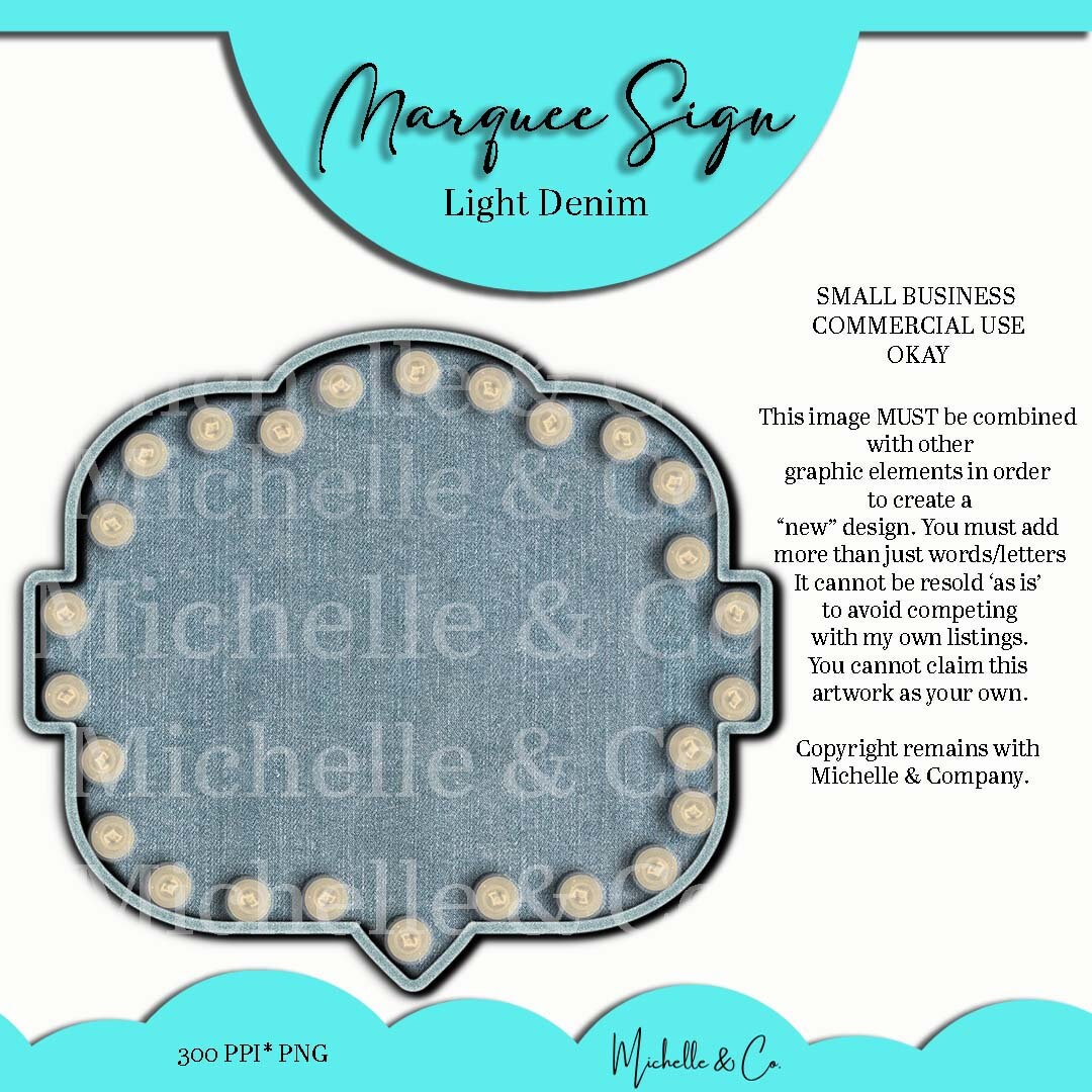 Light Denim Blue Jeans Digital Marquee Sign PNG, Digital Downloads ...