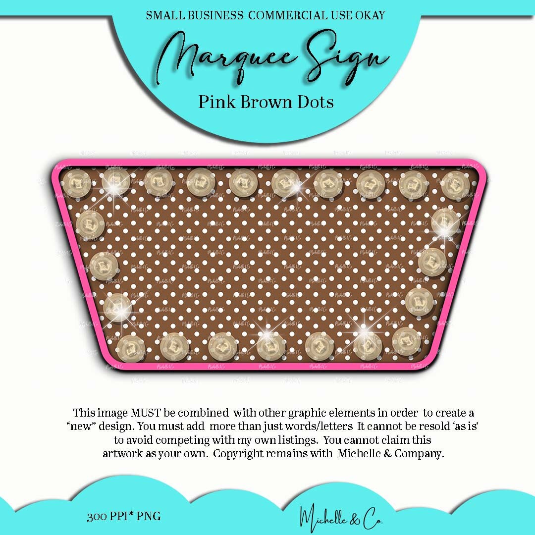 Pink & Brown Dots Marquee Sign PNG, Digital Downloads, Neon Lights Sign ...