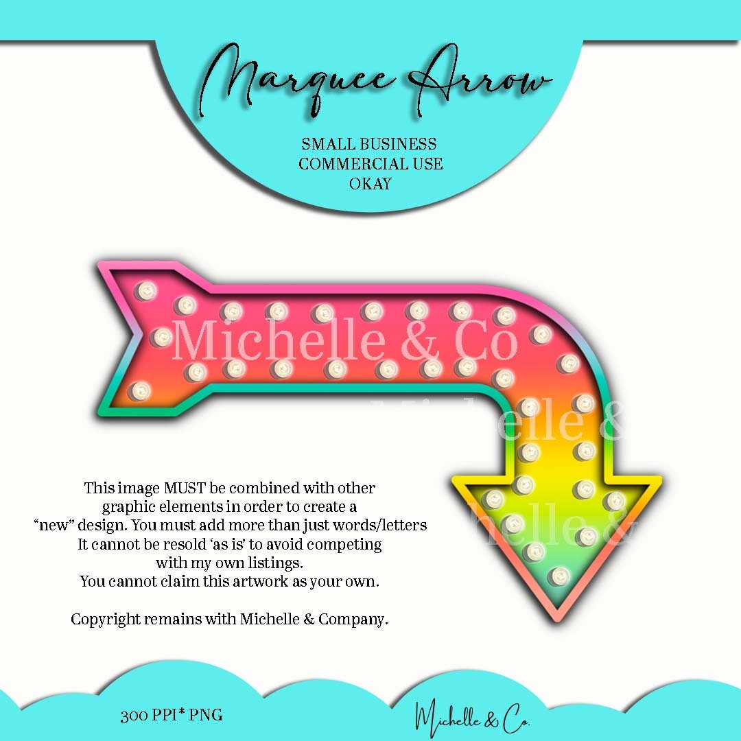 Colorful Marquee Arrow With Lights Png, Marquee Png, Arrow,digital ...
