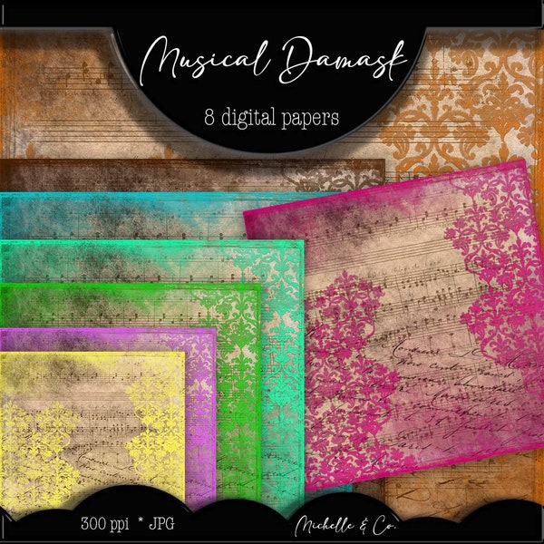 Damask Digital Paper - Etsy