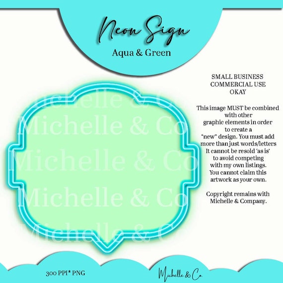 Aqua & Green Neon Sign Neon Sign Clipart Digital Neon Sign - Etsy