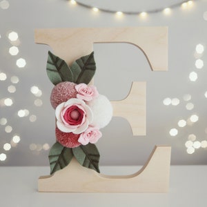 Wool & Wood Custom Letters Felt Flower Wooden Letters Floral - Etsy