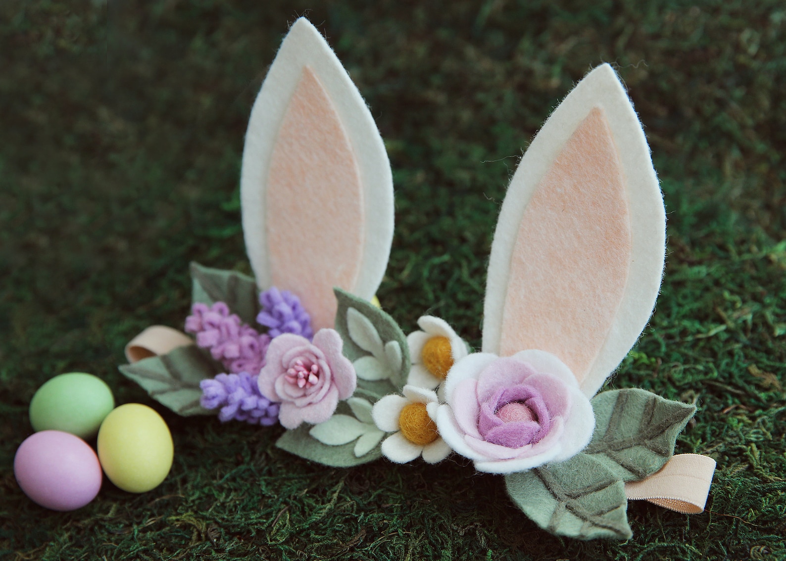 Wool Felt Bunny Ears Flower Bunny Ears Headband Felt - Etsy